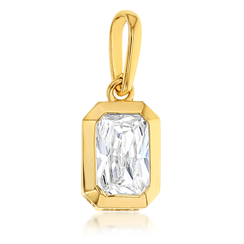 9Y BEZEL SET RADIANT CUT RECTANGULAR CZ PENDANT | Golden Mile Jewellery ...